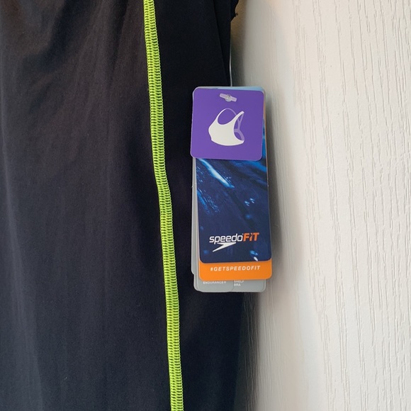 Speedo | Tops | Speedo Endurance Womens Sport Neon Black Halter With ...